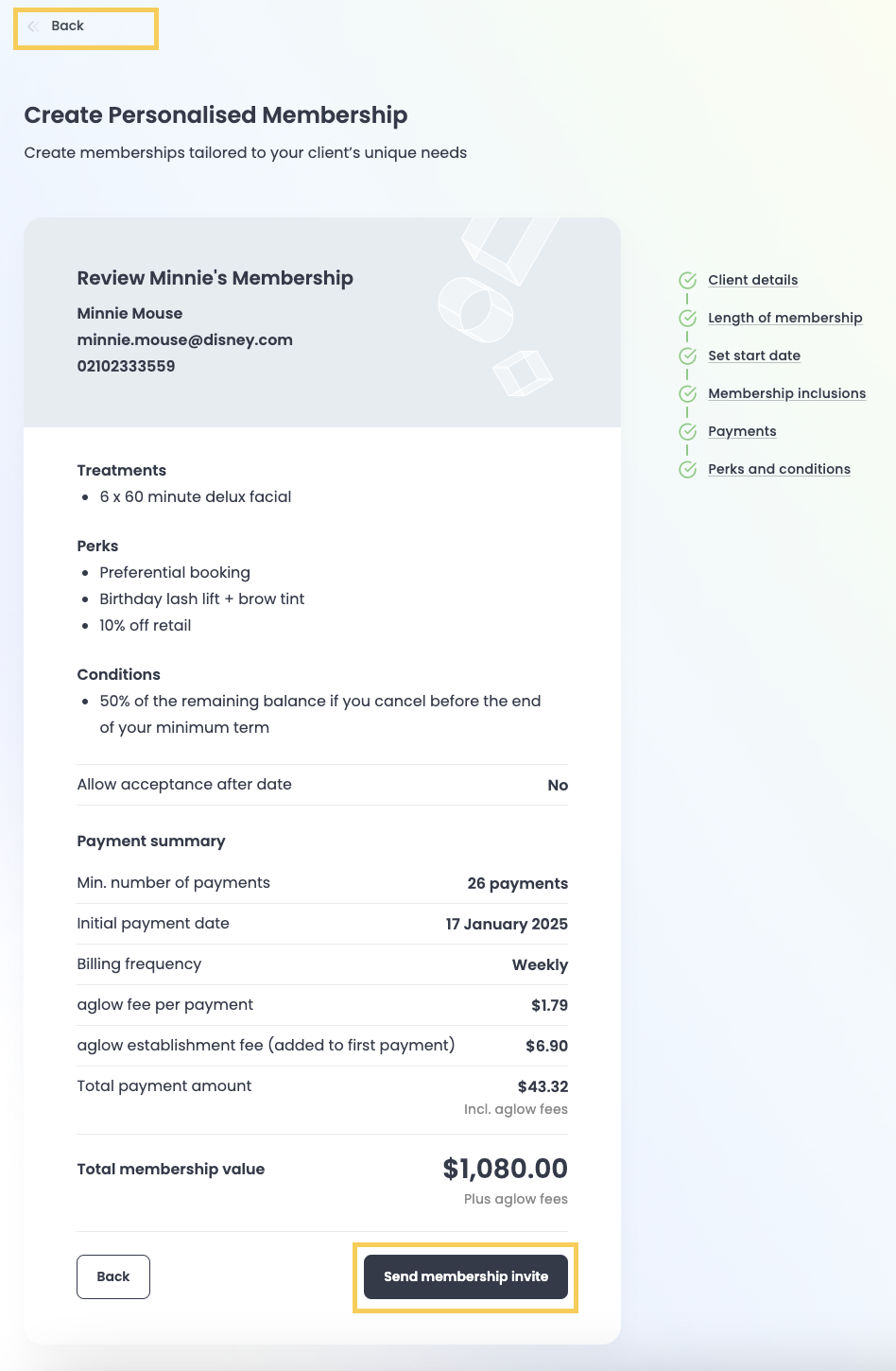 How do I create a personalised membership and send an invitation to a ...